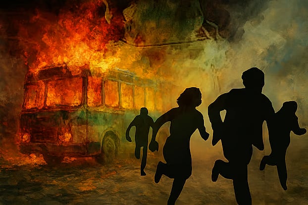 Bus catches fire in Dholaipar | Prothom Alo