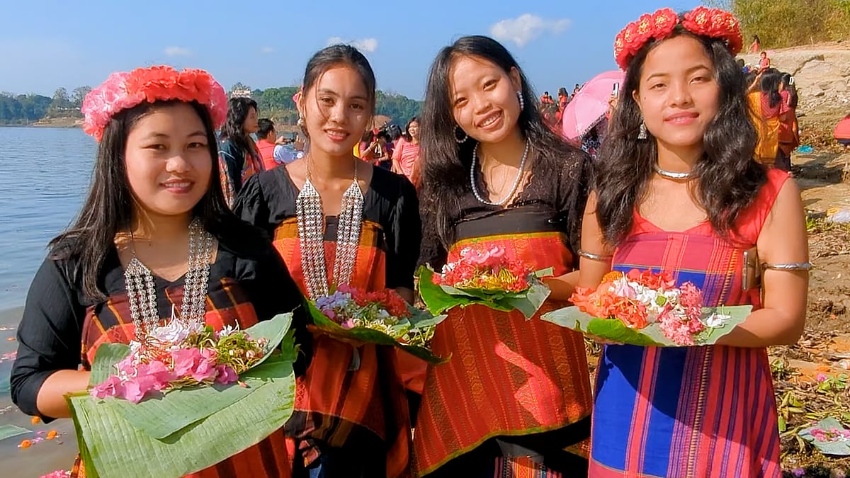 Largest Chakma festival Bijhu begins with floating flowers | Prothom Alo